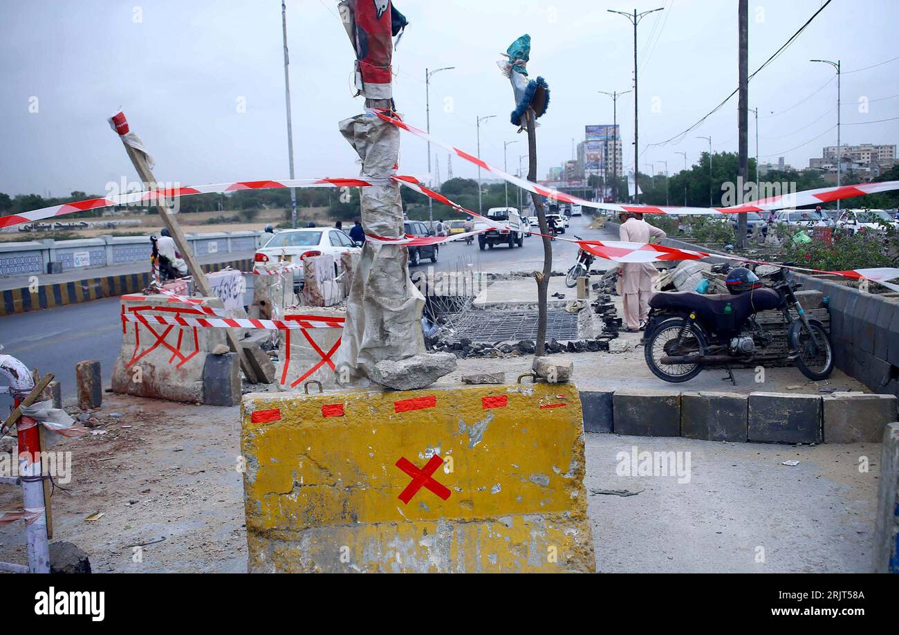 View of repairing and construction work of Natha Khan Bridge towards ...