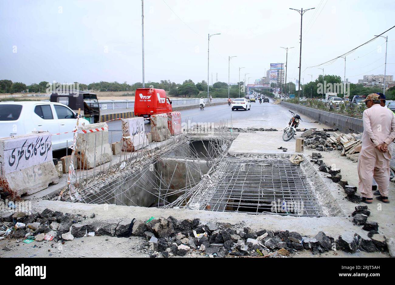 View of repairing and construction work of Natha Khan Bridge towards ...