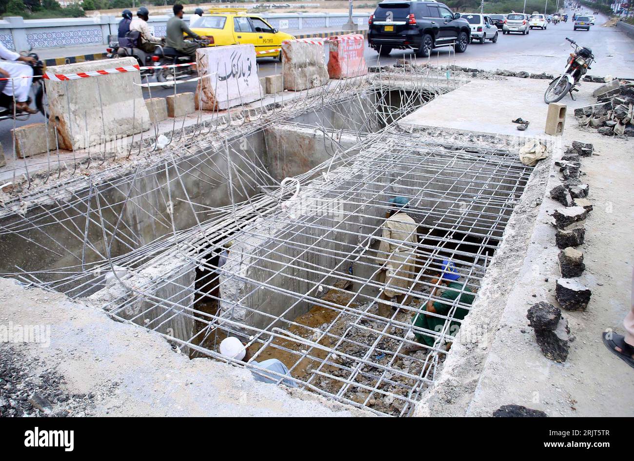 View of repairing and construction work of Natha Khan Bridge towards ...