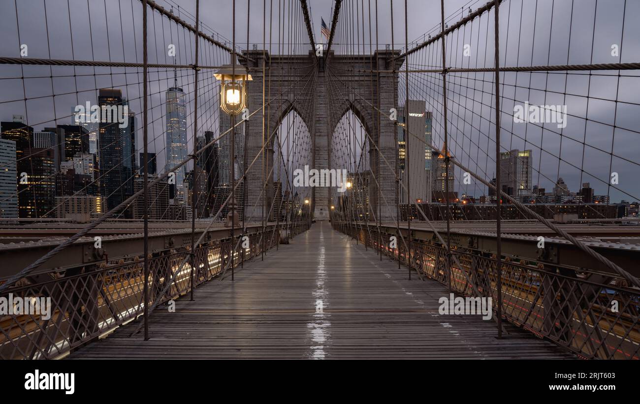 A breathtaking view of the Brooklyn Bridge in New York City, USA at ...