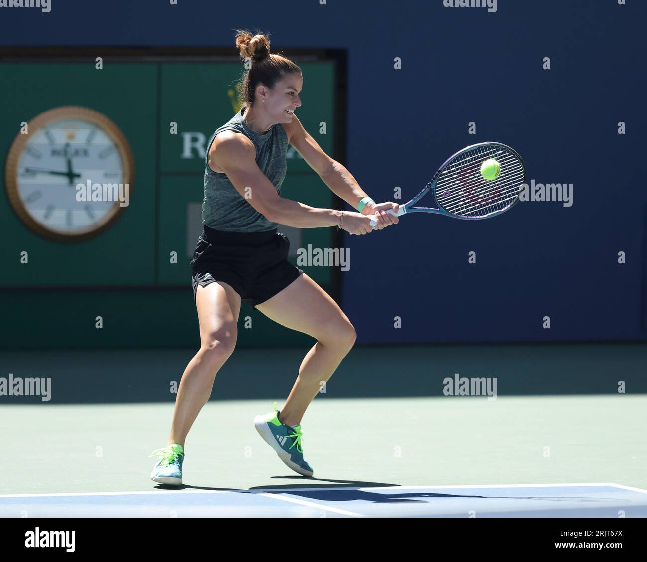 Maria Sakkari in action during practice at the 2023 US Open, Wednesday ...