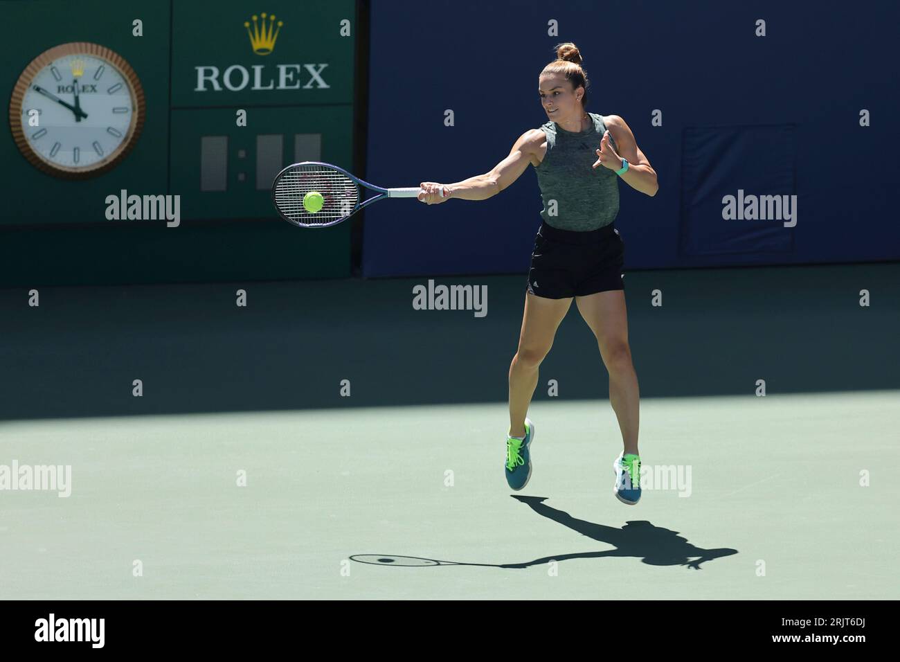 Maria Sakkari in action during practice at the 2023 US Open, Wednesday ...