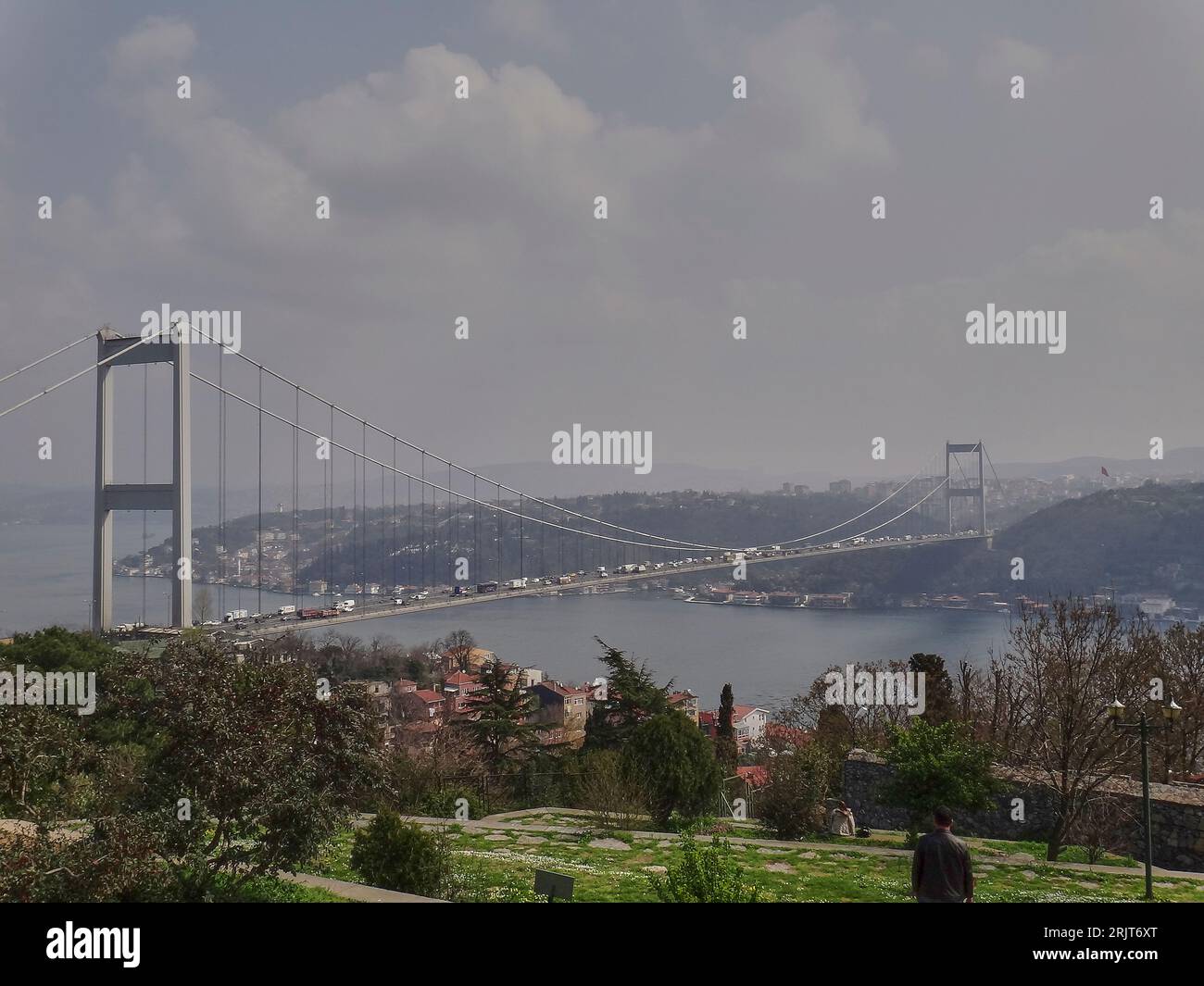 Istanbul, Turkey - 03 04 2011: famous long suspension bridge over the ...