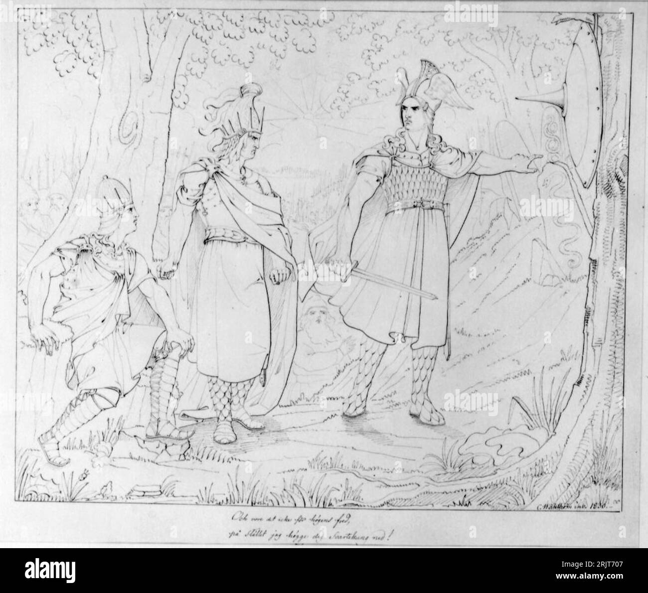 Frithiof skiljes från Helge och Halfdan 1830 by Carl Wahlbom Stock ...