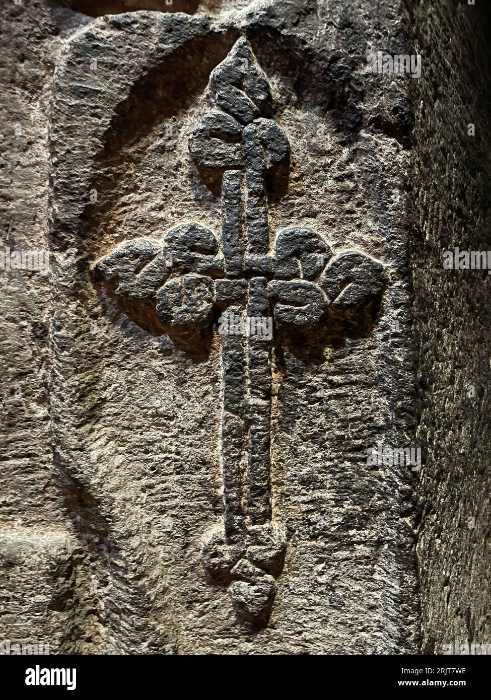 Old rugged stone cross hi-res stock photography and images - Alamy