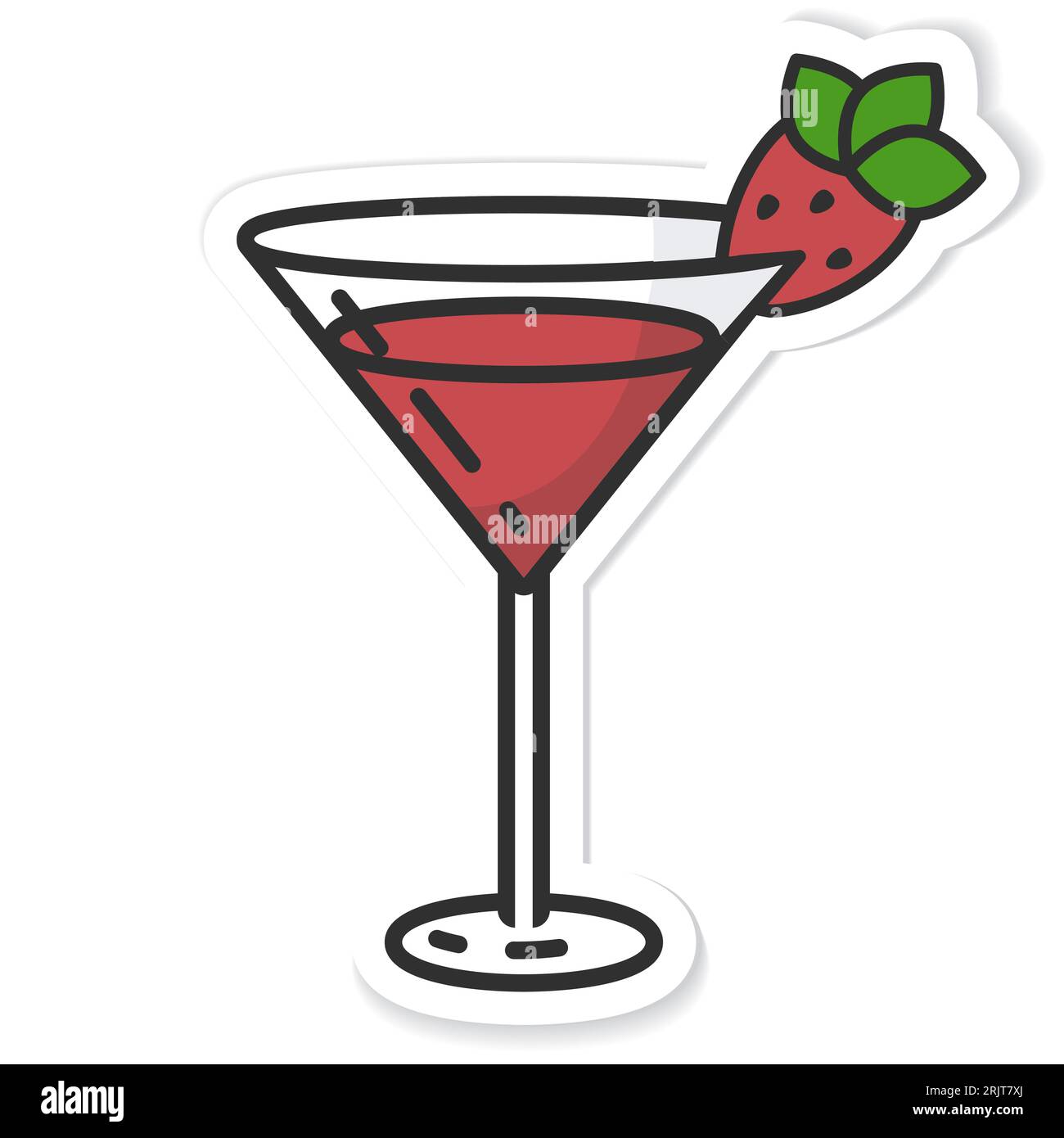 Sticker glass of straw daiquiri isolated vector Stock Vector Image ...