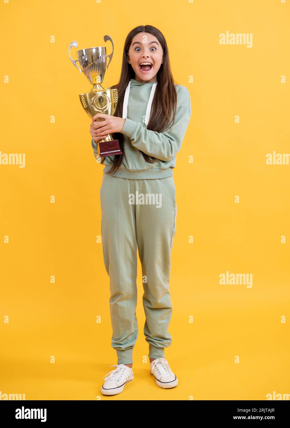 girl winner in sport. successful sport and childhood of teen. being ...