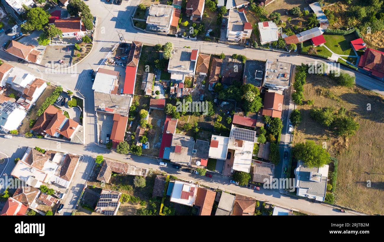 An aerial top view of residential houses on a sunny day Stock Photo - Alamy