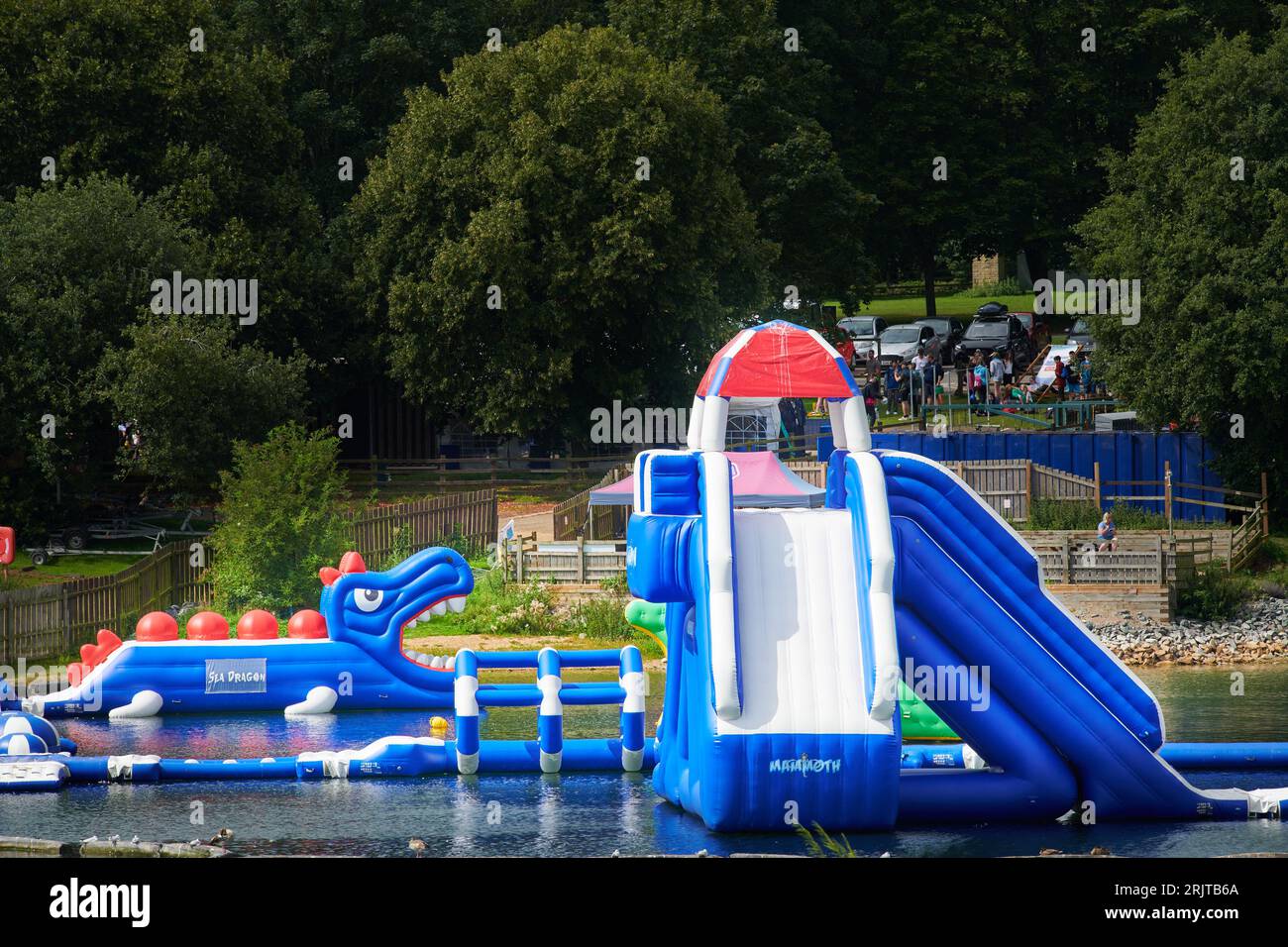Slides in the aqua park at Rutland, England Stock Photo - Alamy