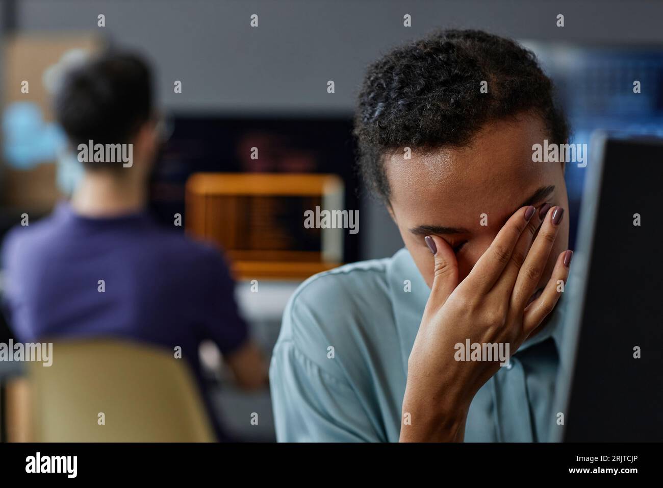 Tired programmer computer working office hi-res stock photography and ...