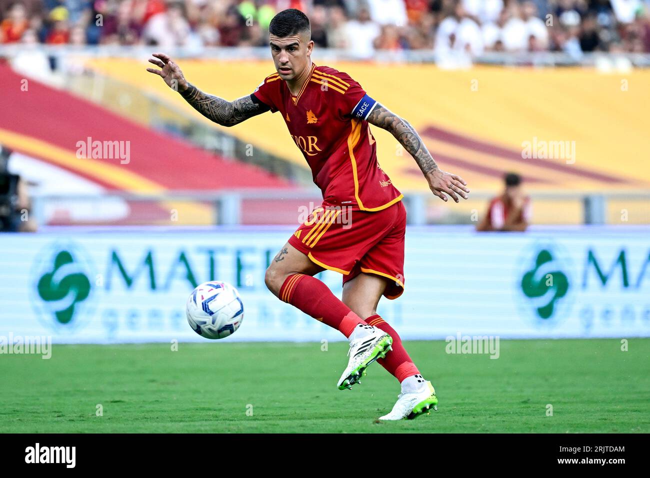 Gianluca Mancini of AS Roma in action during the Serie A football match ...