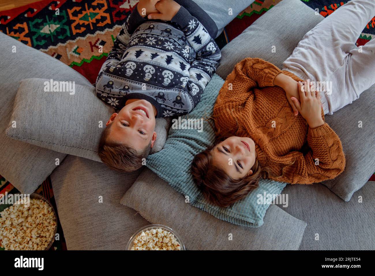 Three brother sister pillow hi-res stock photography and images - Alamy