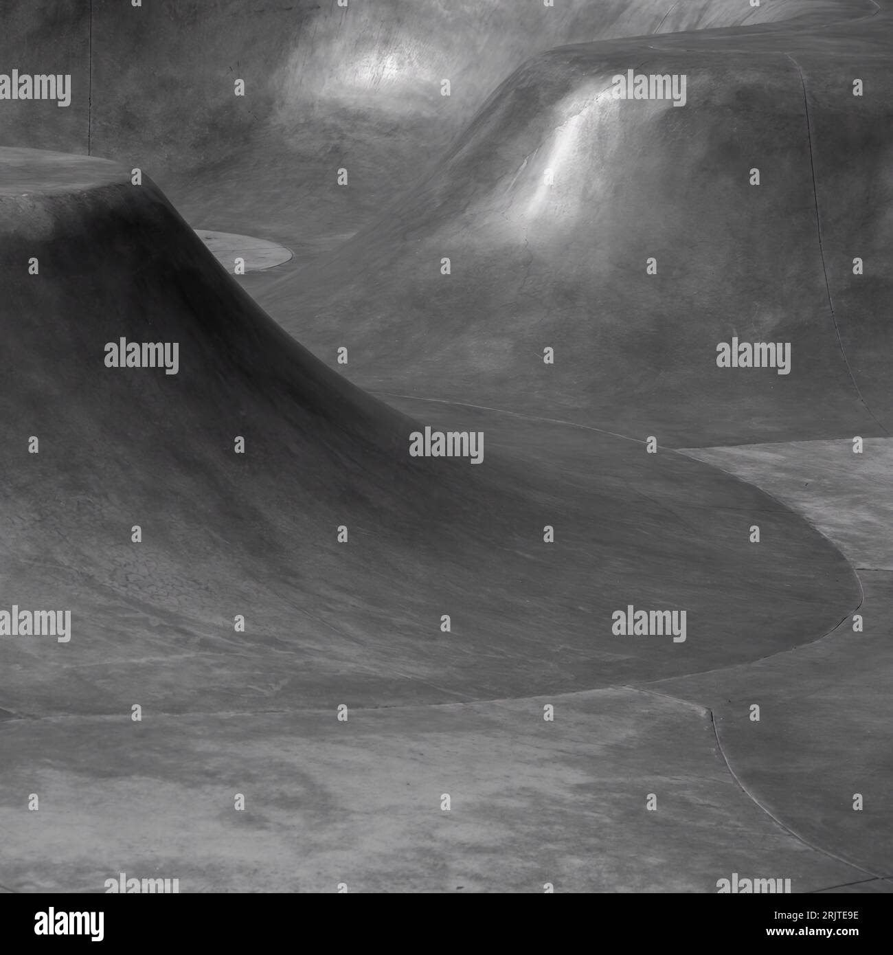 An empty skatepark with large ramps, black and white Stock Photo - Alamy