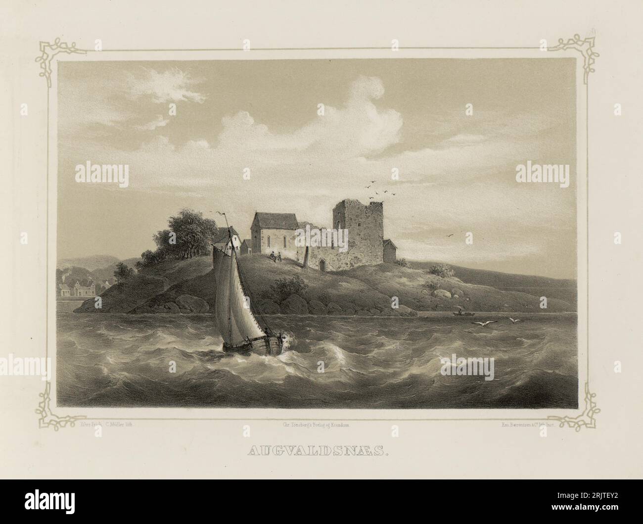 Augvaldsnæs before 1848 by Joachim Frich Stock Photo - Alamy