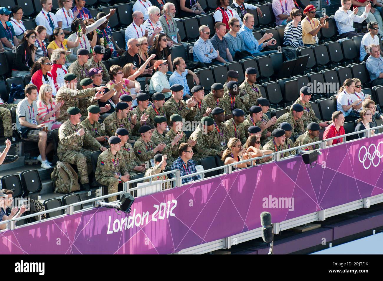 British military watching beach volleyball - London 2012 Olympics Stock ...