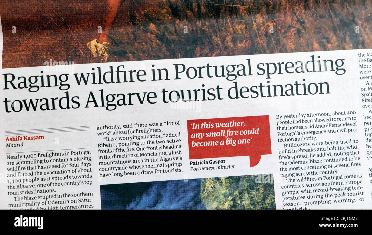 'Raging wildfire in Portugal spreading towards Algarve tourist ...