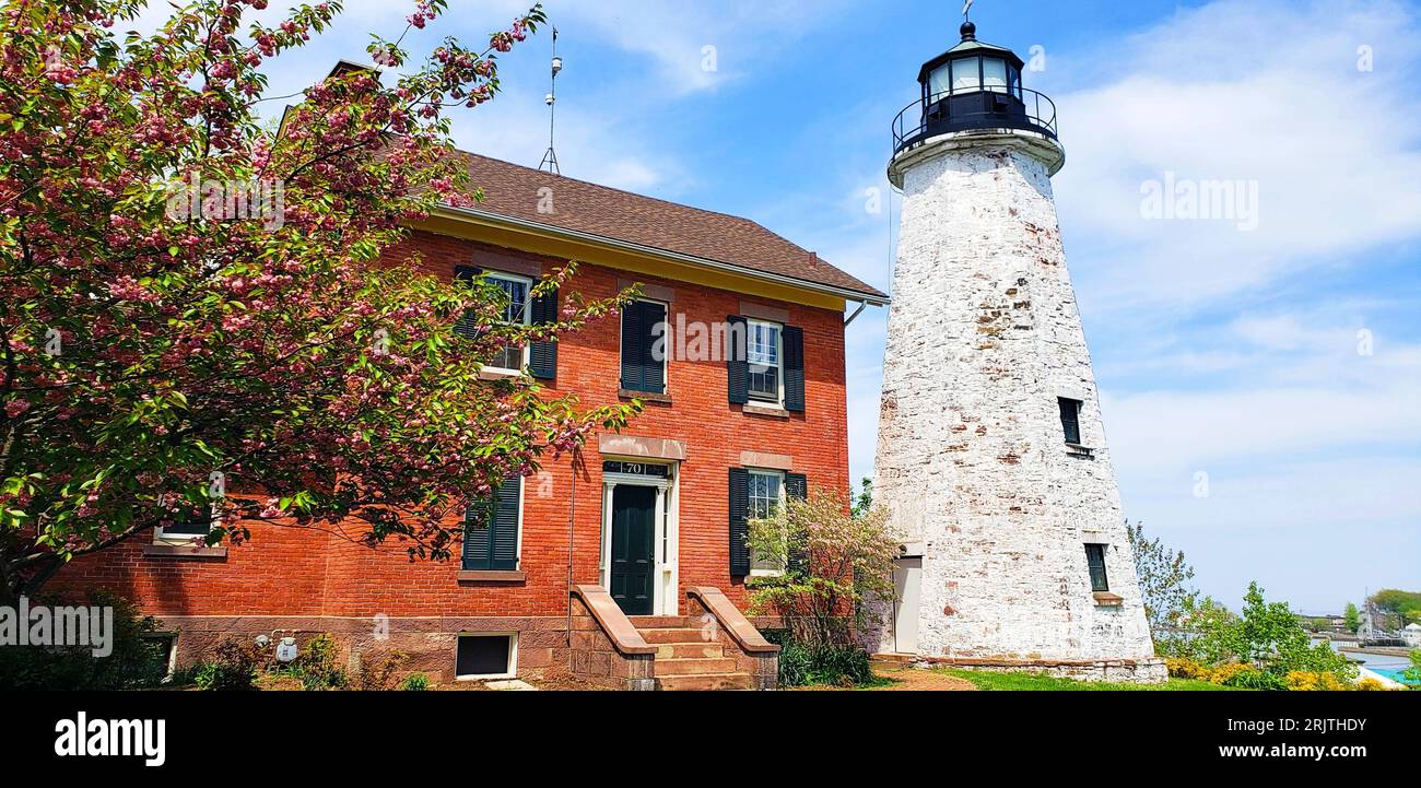A stunning view of the Charlotte-Genesee Lighthouse in Rochester, New ...