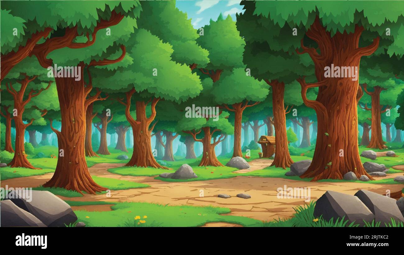 Forest trees grass field Stock Vector Images - Alamy