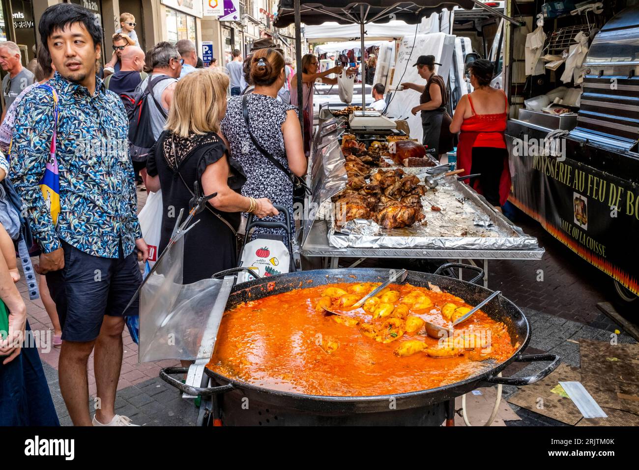 People Buying Cooked Food At The Saturday Market In Dieppe, Seine ...