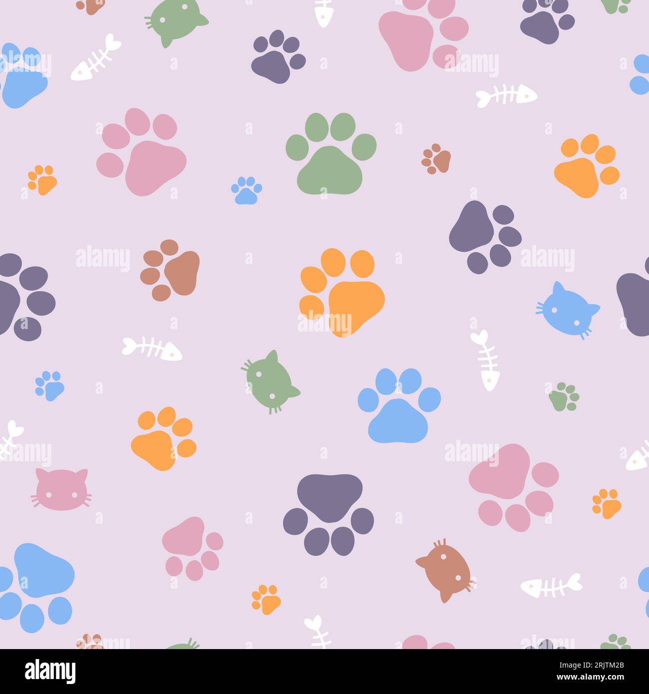 Cat paws background. Seamless pattern. Vector illustration Stock Vector ...