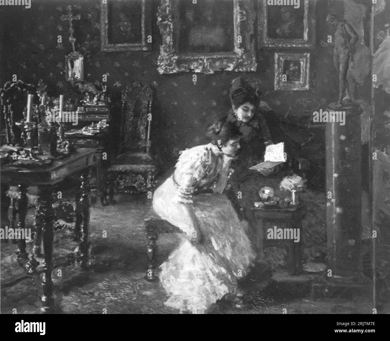 Im Salon 1886 by Albert von Keller Stock Photo - Alamy