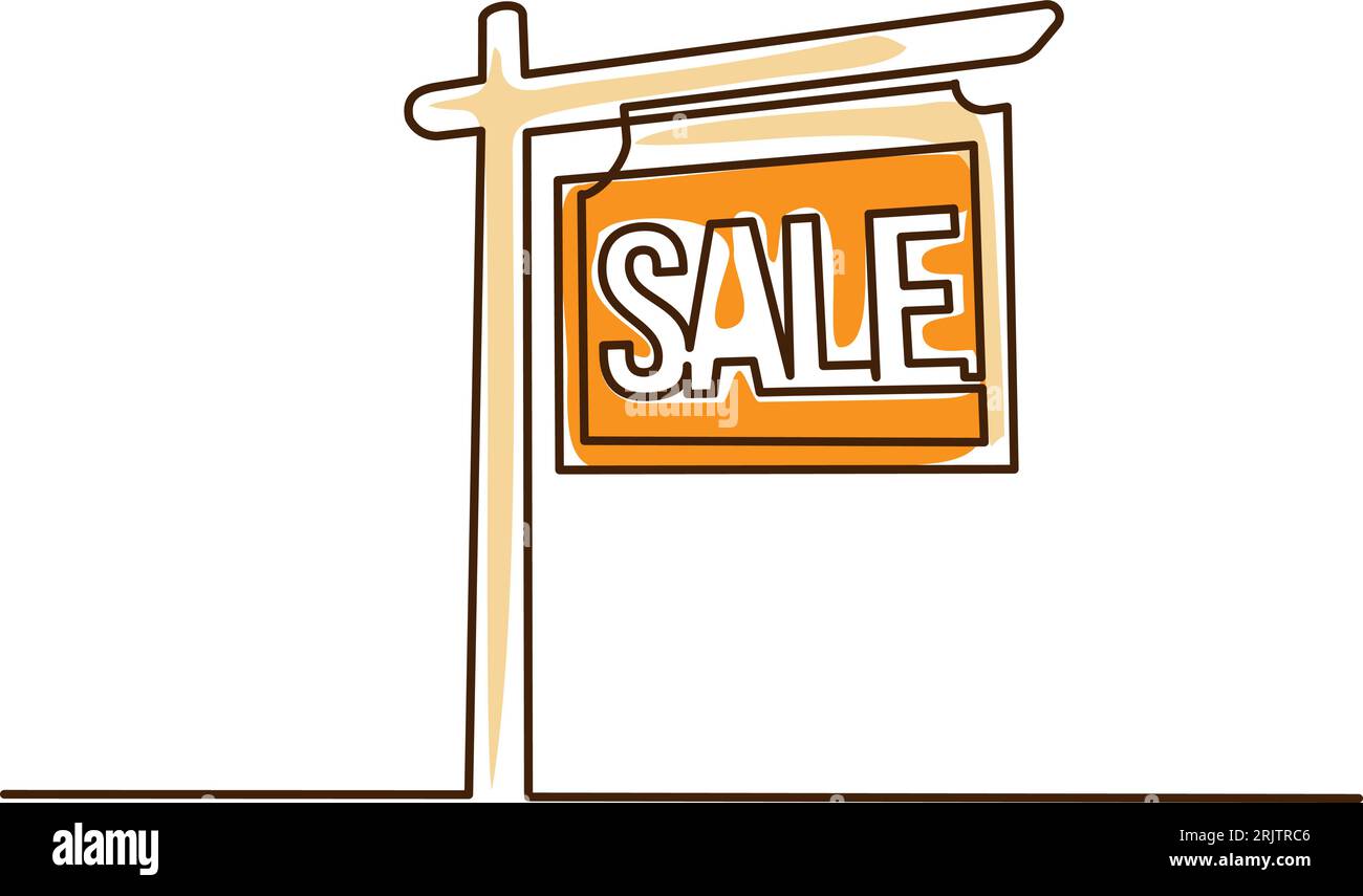 Sale real estate sign. Continuous one line drawing Stock Vector Image ...
