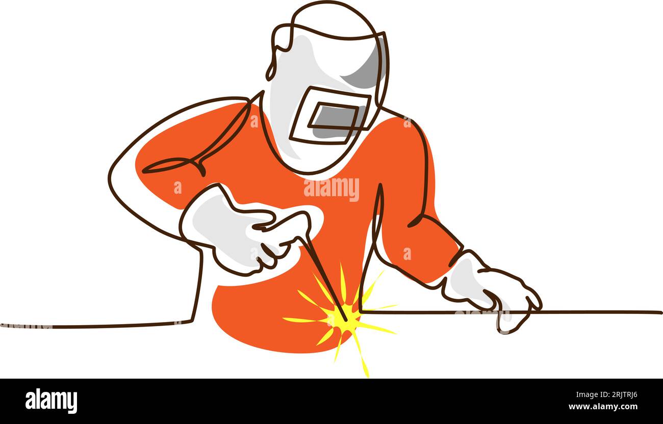 Welder using welding machine in construction project Stock Vector Image ...