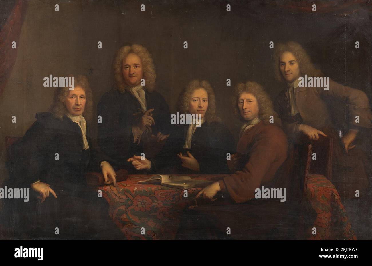 Group portrait of five overlieden of the Chirurgijnsgilde Amsterdam ...