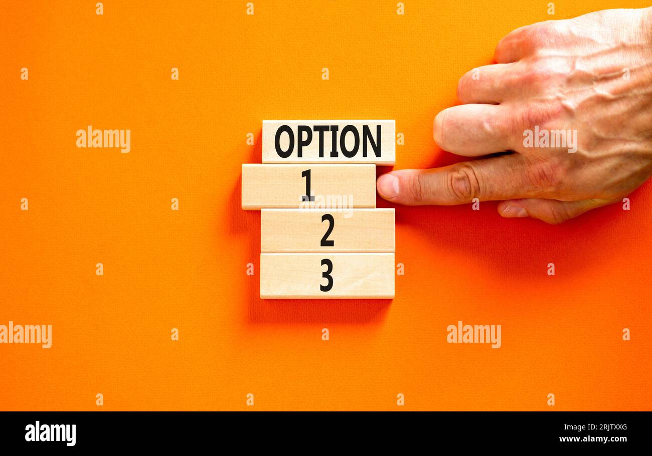 Time to option 1 symbol. Concept word Option 1 2 3 on wooden block ...