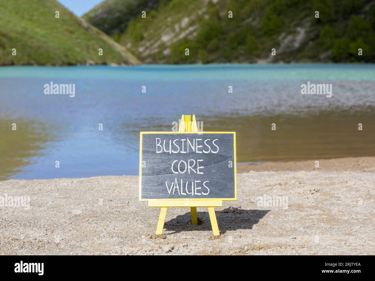 Business core values symbol. Concept words Business core values on beautiful black chalk ...