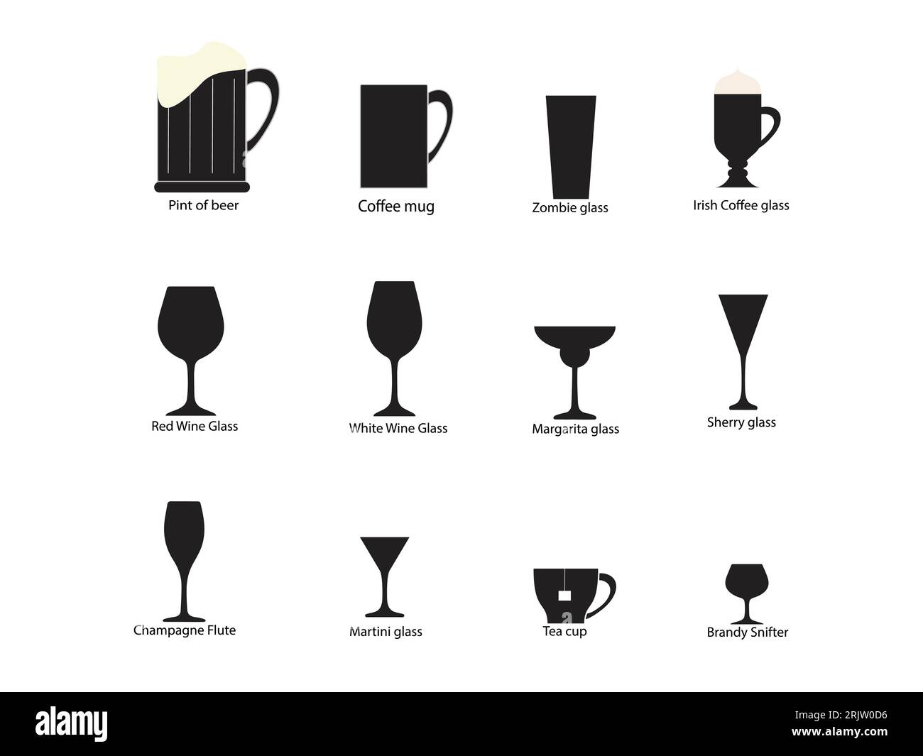 Collection different beer glasses Cut Out Stock Images & Pictures - Alamy