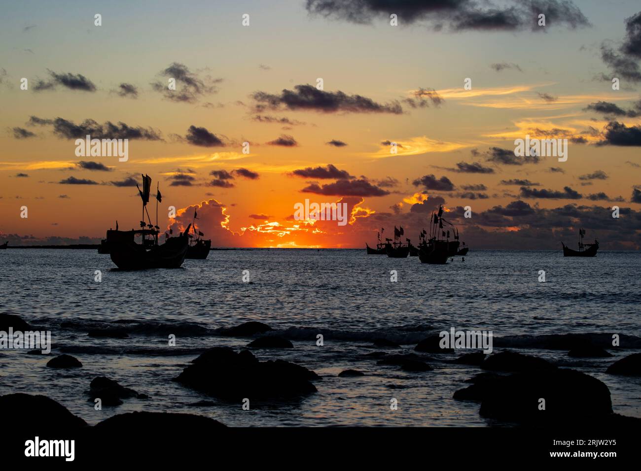 Sunset on the Bay of Bengal at the Saint Martin's Island, locally known ...