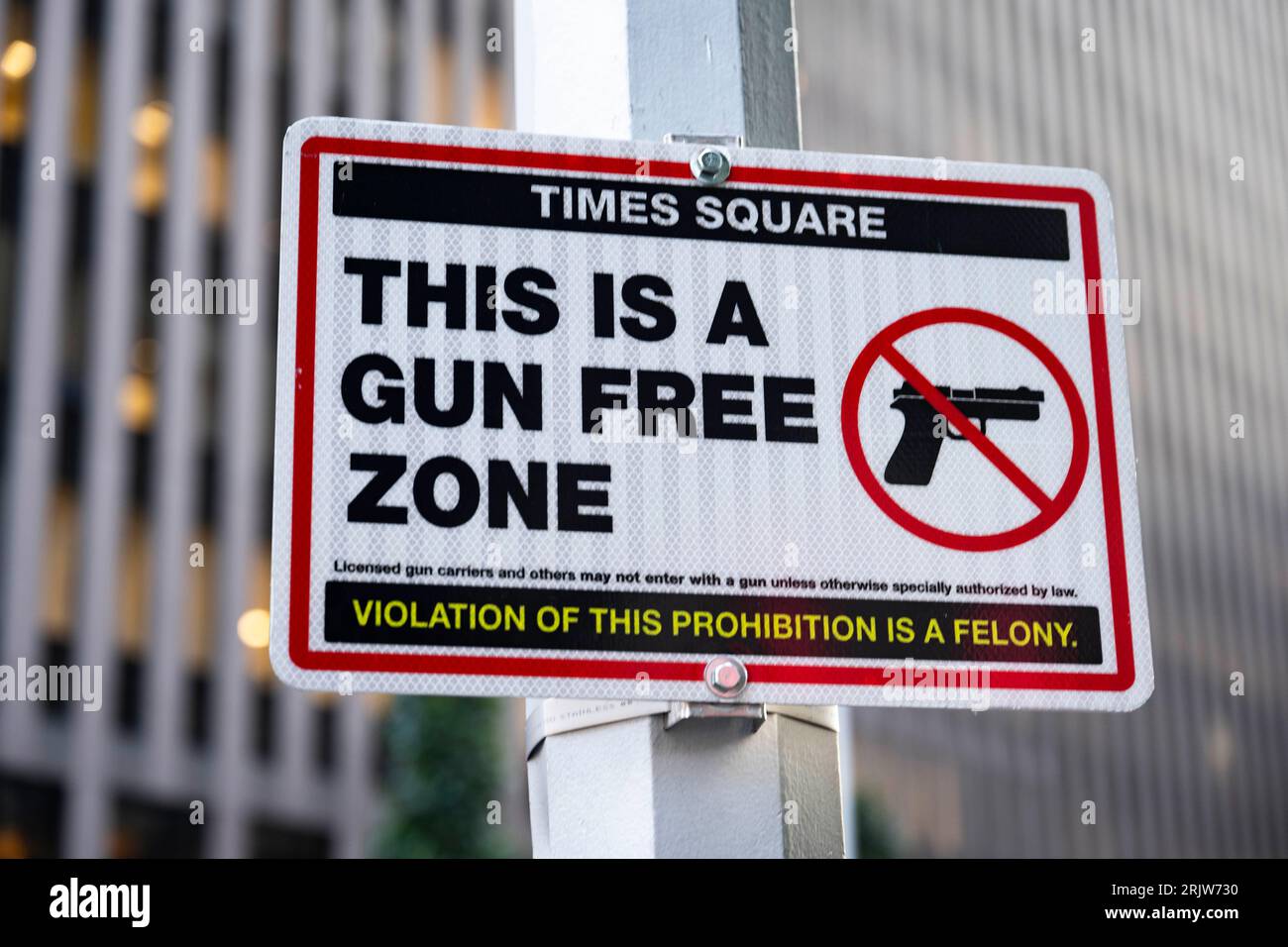 New York, New York, USA. 22nd Aug, 2023. A gun prohibition sign at the ...