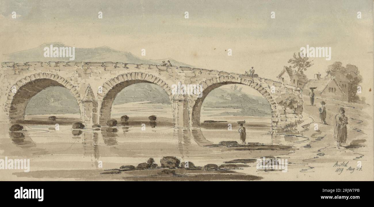 Bridge at Builth 23 August 1819 by Sarah Grace Carr Stock Photo - Alamy