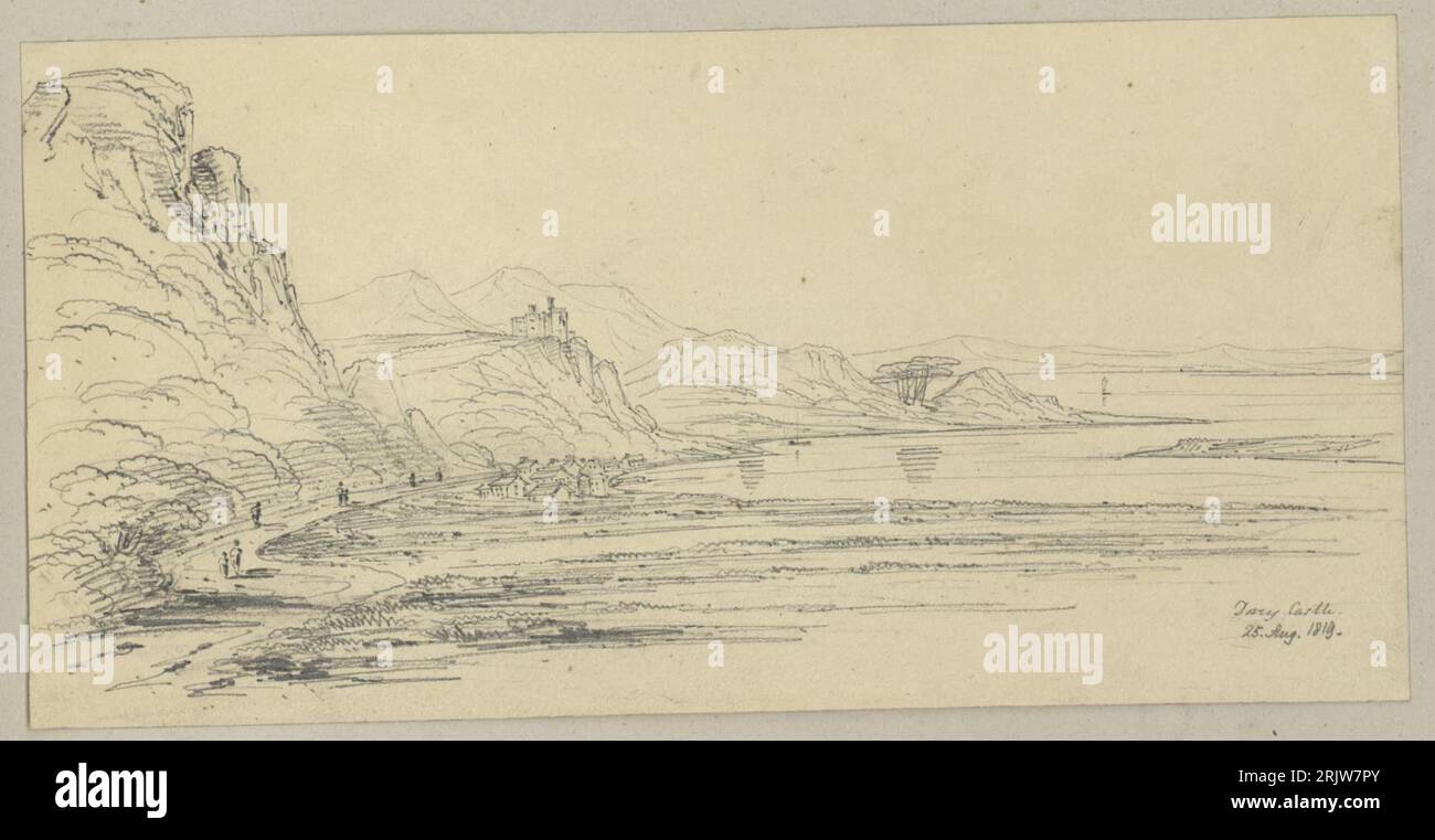 View of Dovey Castle from the North 25 August 1819 by Sarah Grace Carr ...
