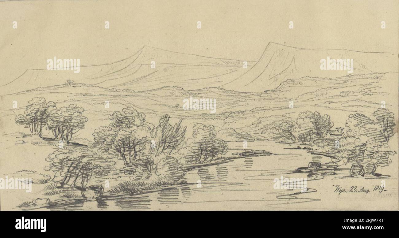 Drawing of River Wye 23 August 1819 by Sarah Grace Carr Stock Photo - Alamy