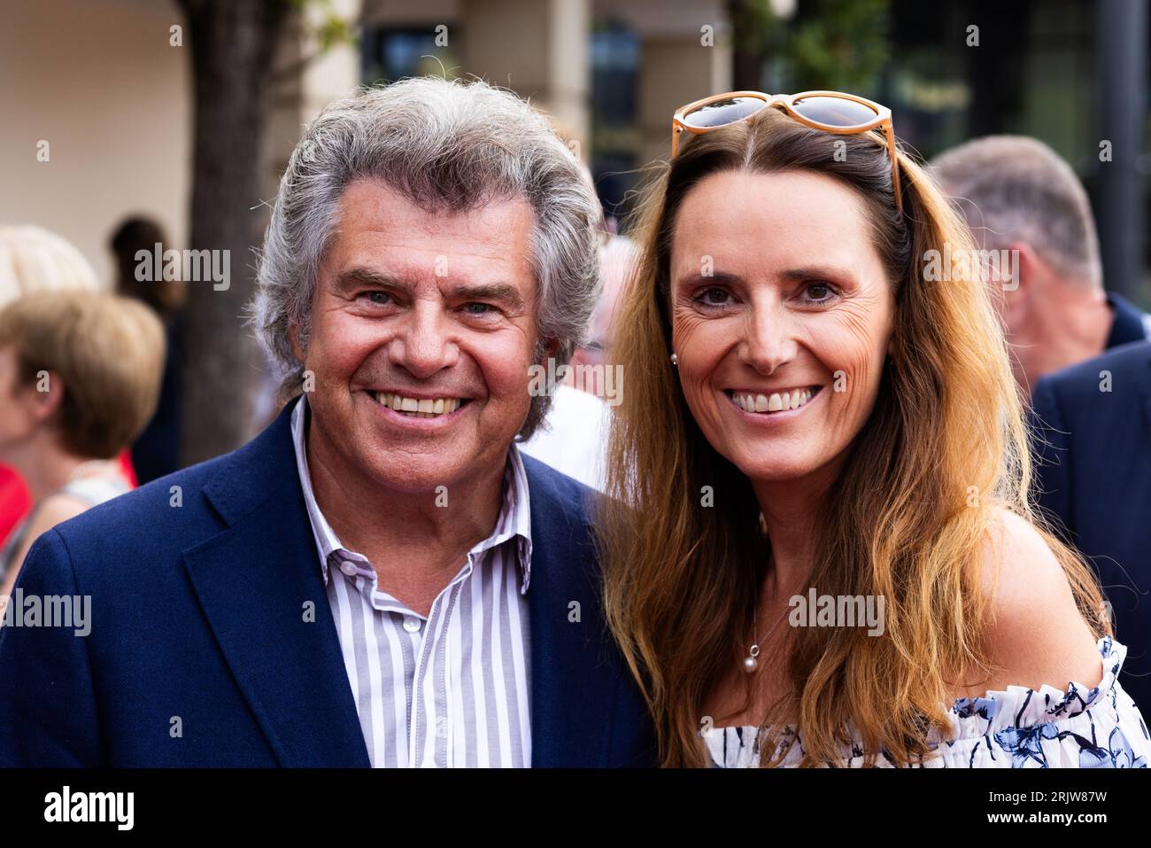 Rust, Germany. 23rd Aug, 2023. Andy and Birgit Borg stand on the red ...
