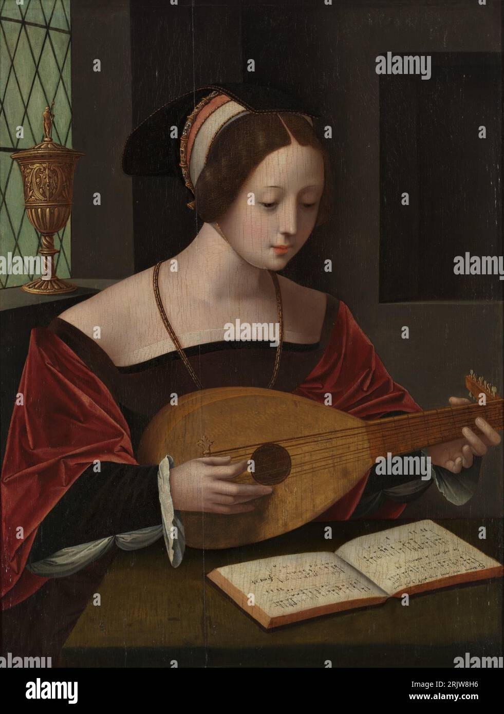 Maria Magdalene singing with the lute circa 1530 by Master of the Female Half-Lengths Stock ...