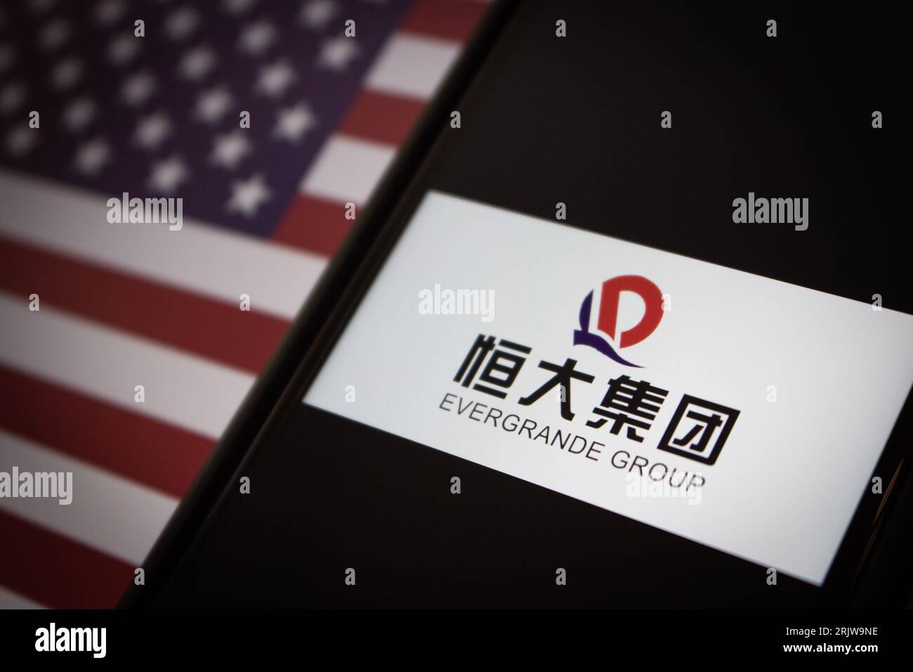 Logo of Chinese property developer The China Evergrande Group seen in ...