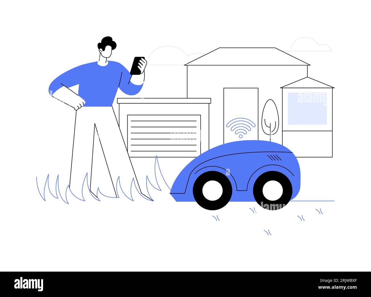 Autonomous Mowing Abstract Concept Vector Illustration Stock Vector