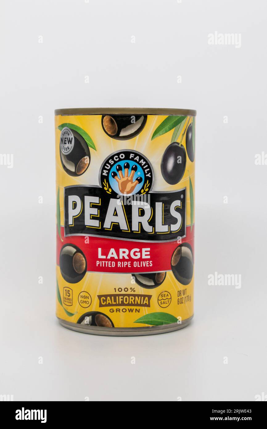 Canned pitted black olives hi-res stock photography and images - Alamy