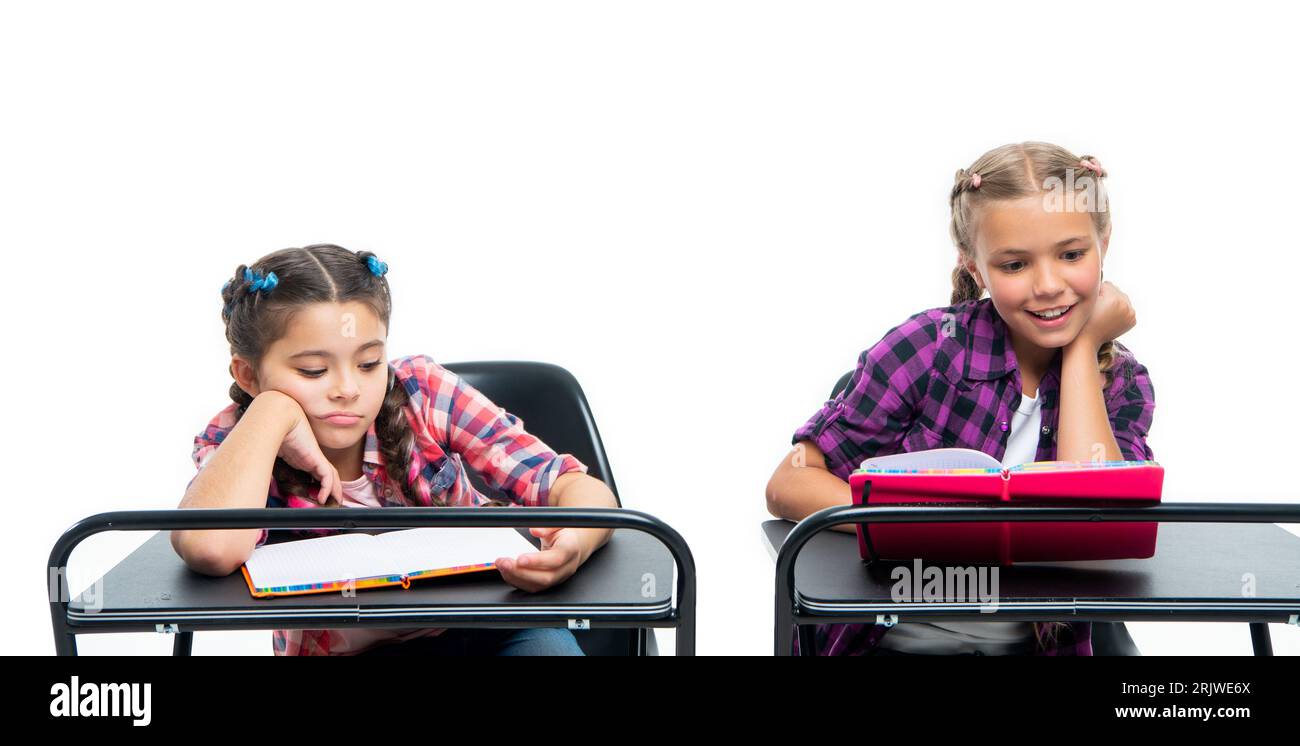 School children study in classroom. education in high school. girls ...