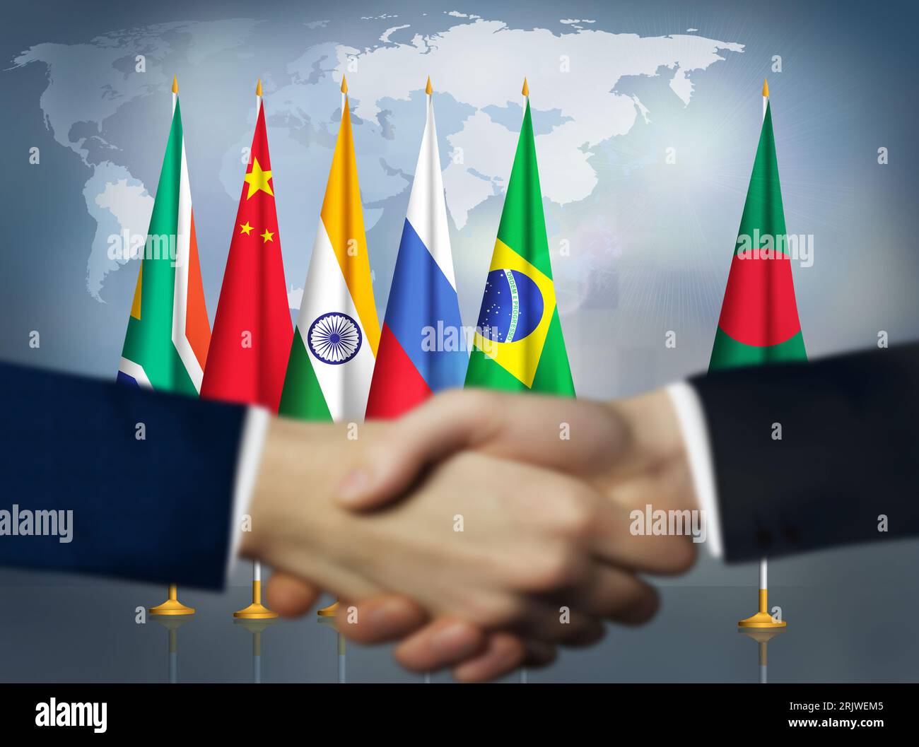 Bangladesh flag with BRICS member countries flags Stock Photo - Alamy