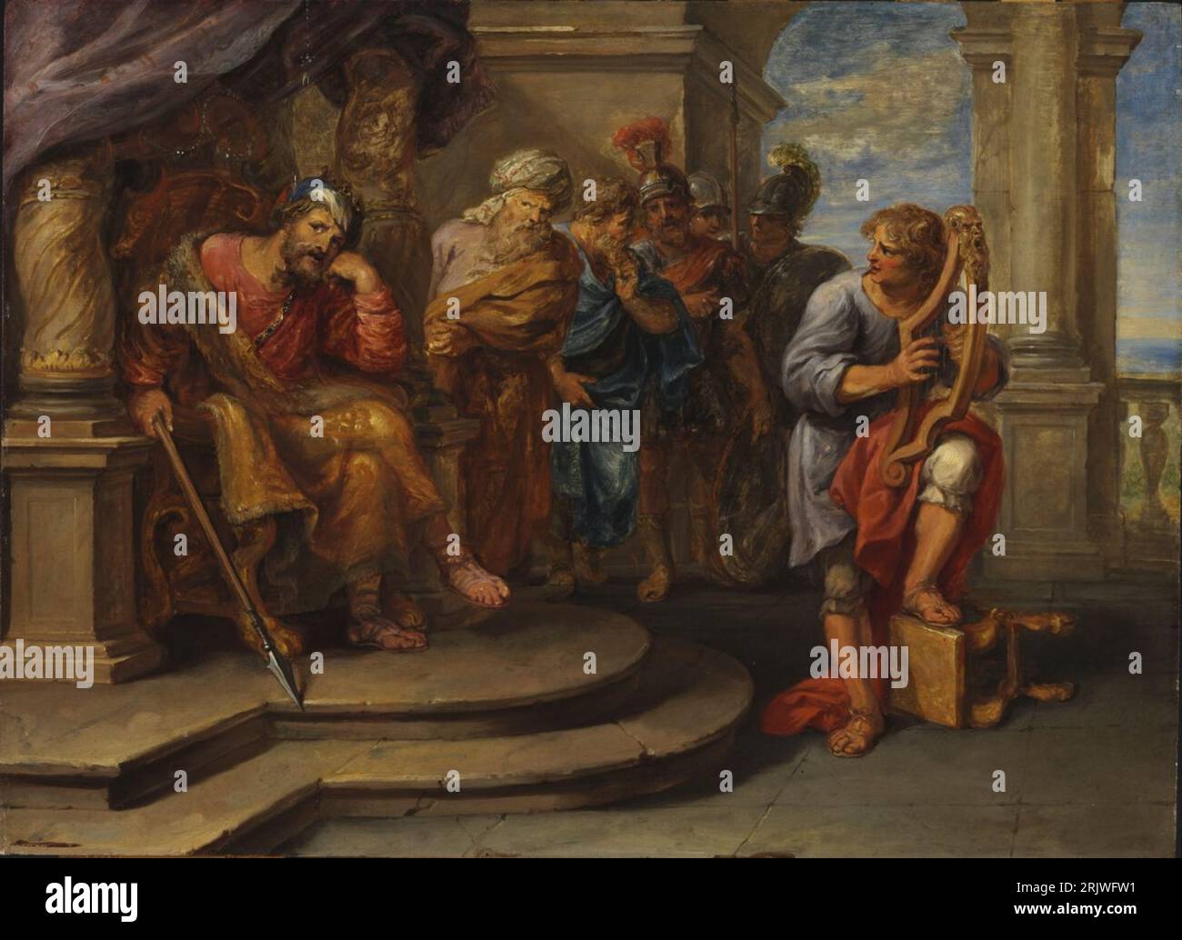 David Playing the Harp for King Saul early 1630s by Jan van den Hoecke ...