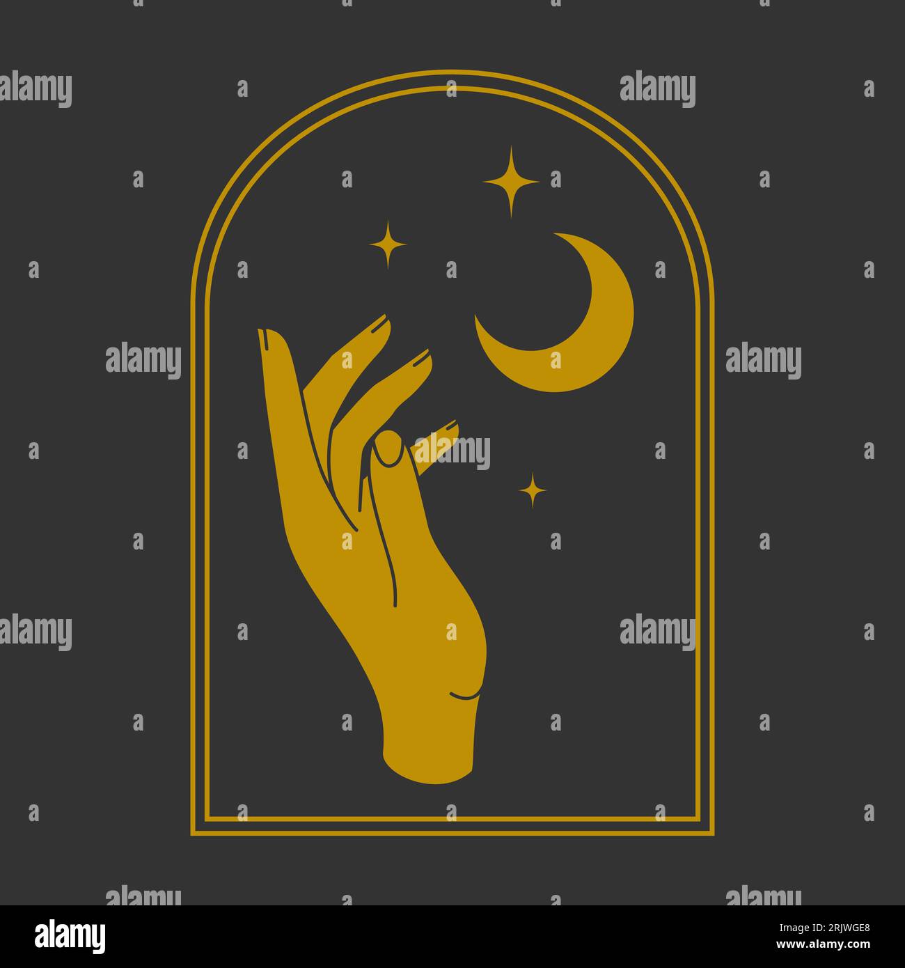 Hand and moon cosmetic vector logo art Stock Vector Image & Art - Alamy