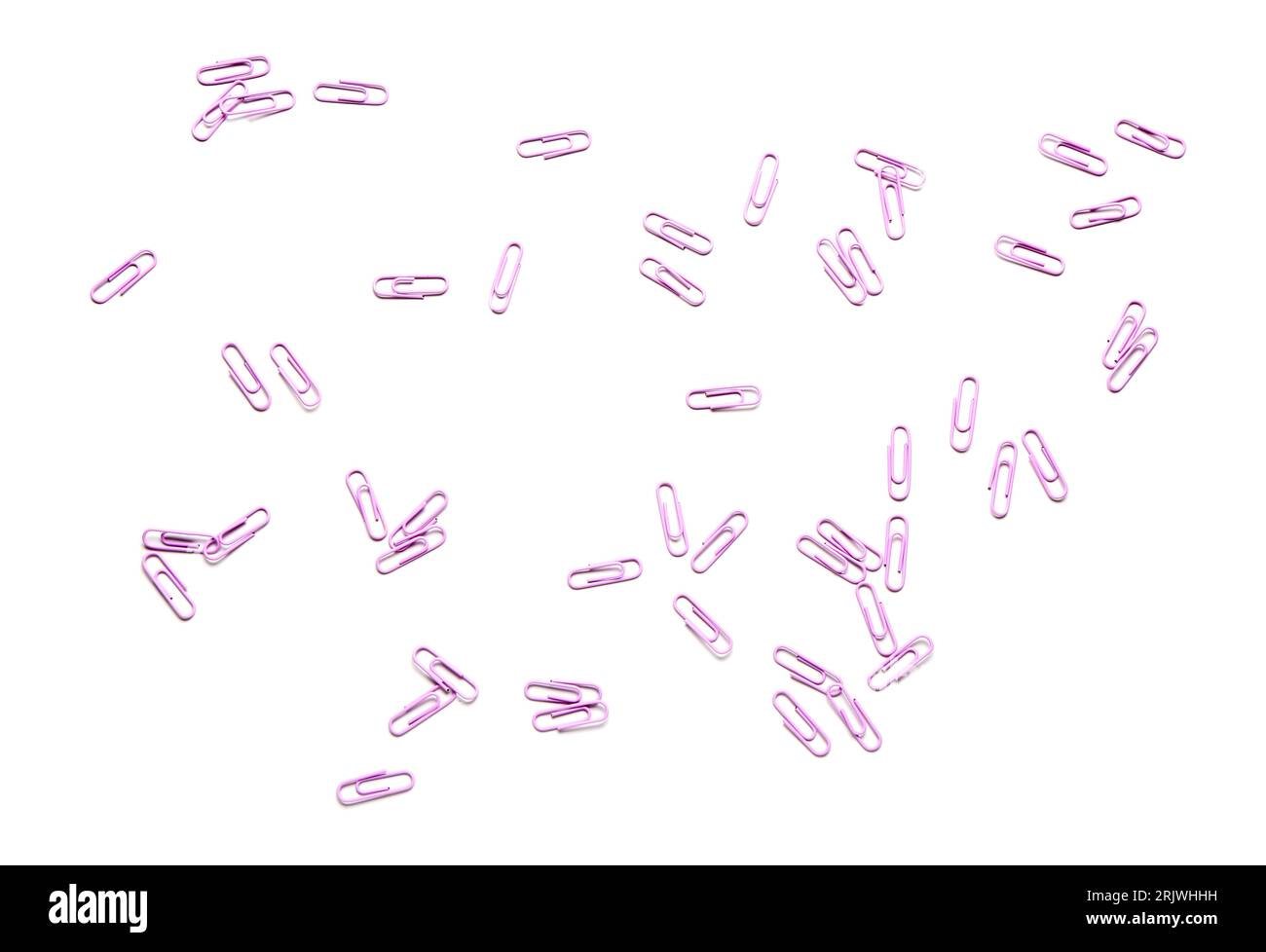 Purple paper clips on white background Stock Photo - Alamy