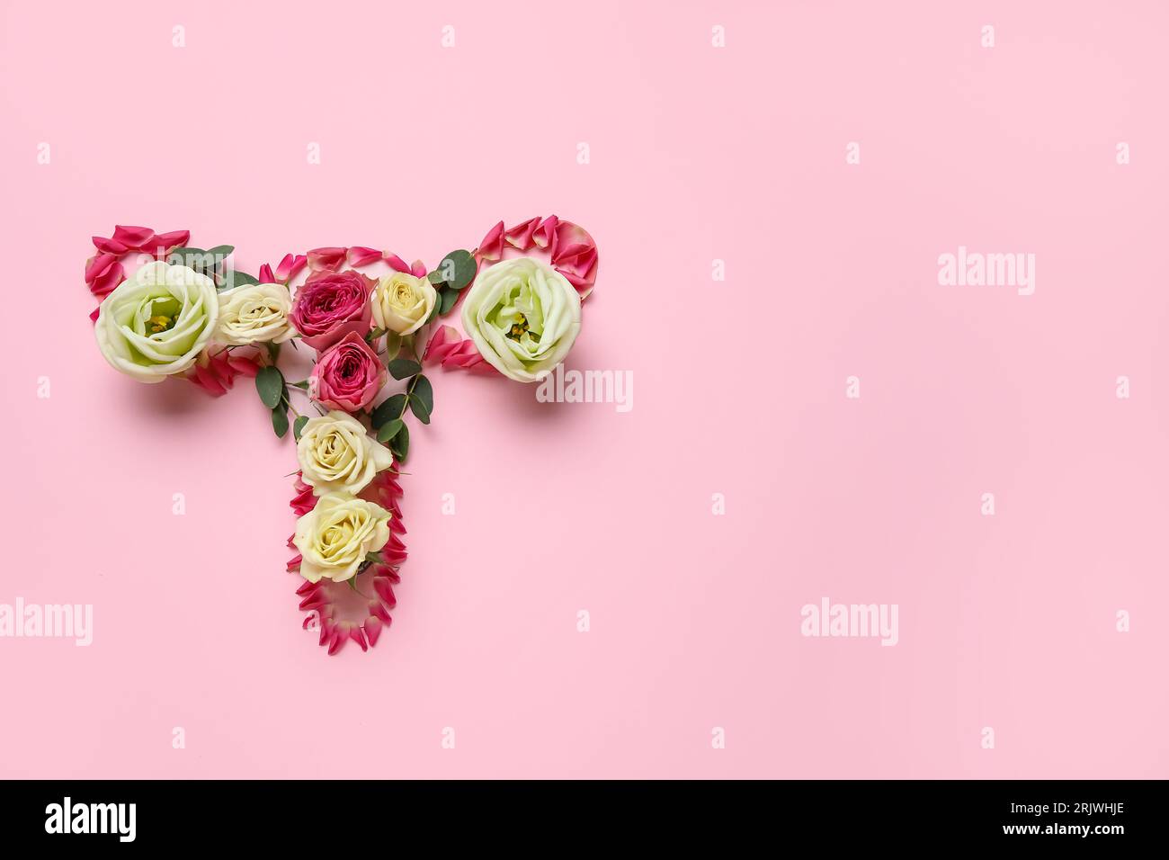 Uterus made of beautiful flowers on pink background Stock Photo - Alamy