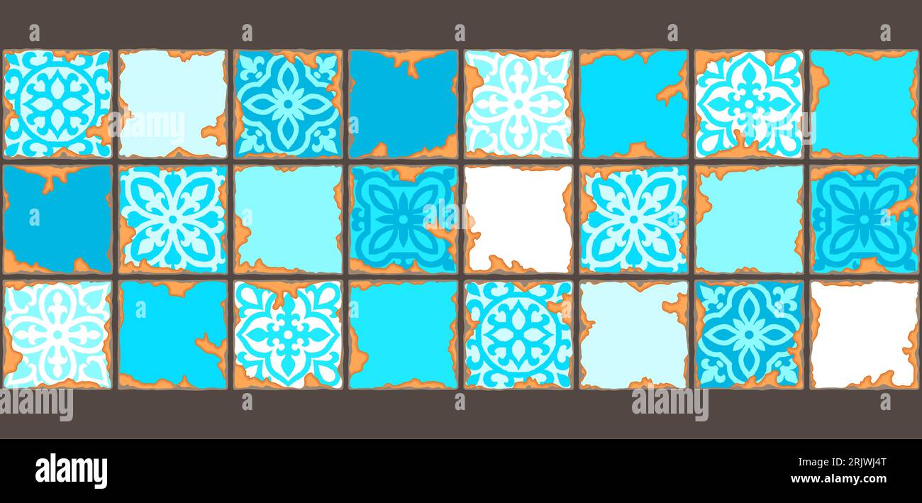 Ancient ceramic tile pattern. Wall or floor texture. Decorative antique ...