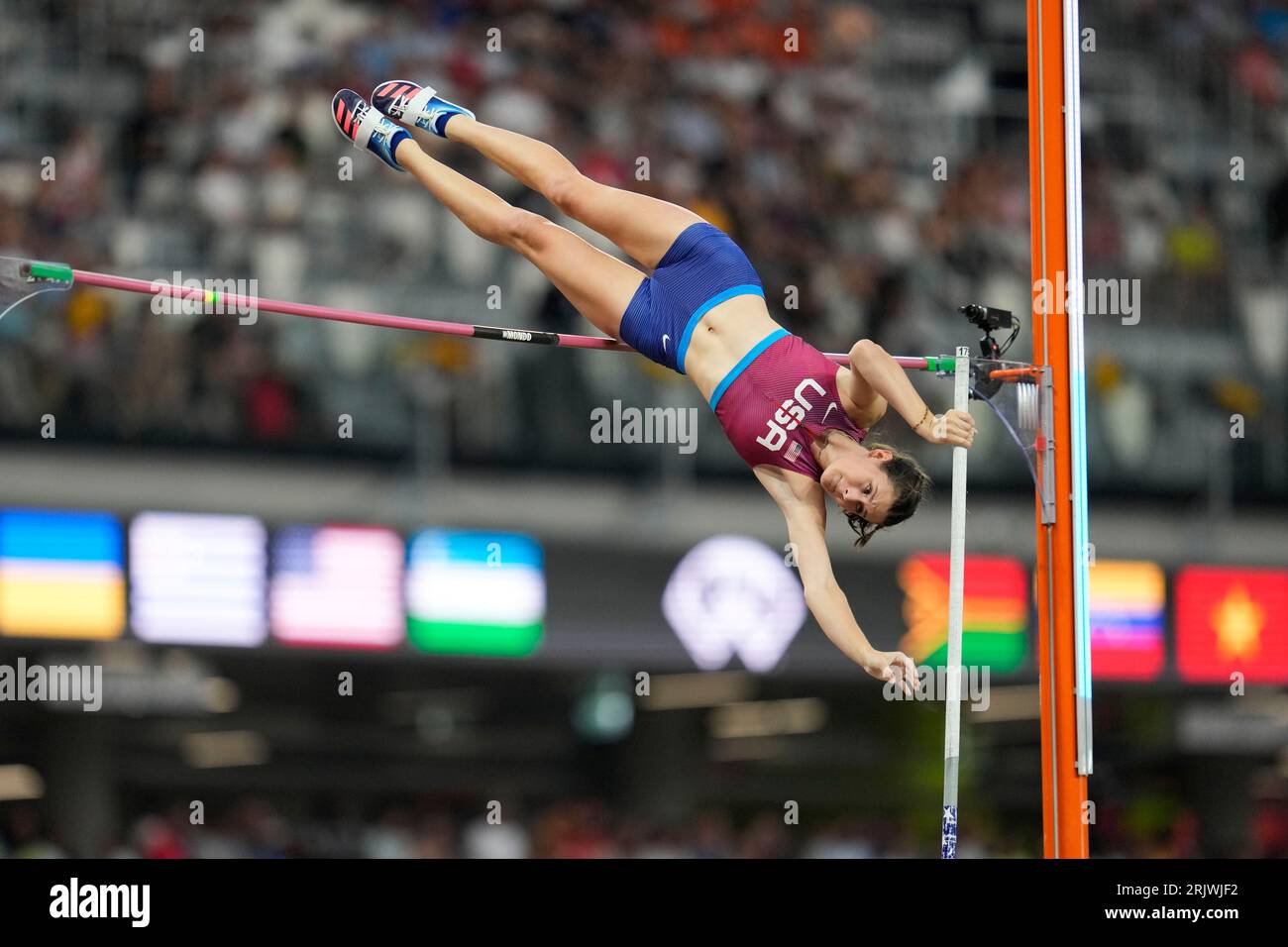 Hana Moll, of the United States, competes in the women's pole vault ...