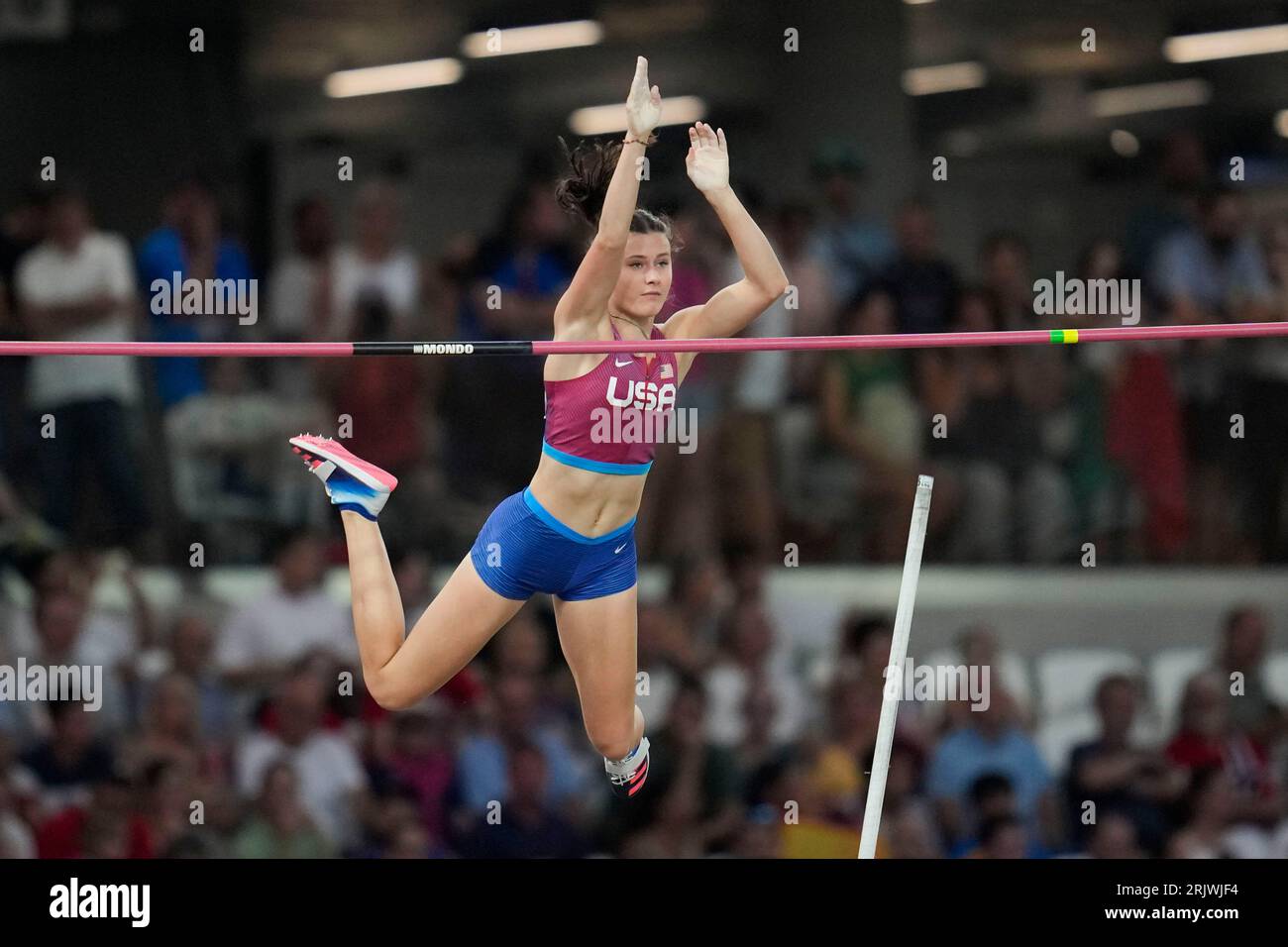 Hana Moll, of the United States, competes in the women's pole vault ...